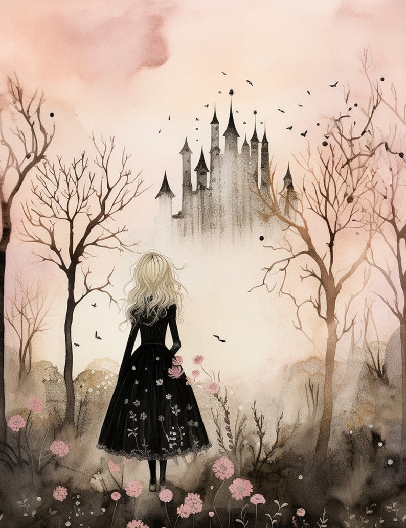 Printable Pink Gothic Princess Digital Paper Princess Castle - Etsy