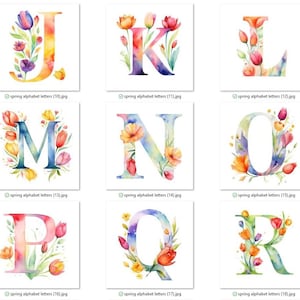 Blooming Tulip Watercolor Alphabet - Spring Floral Letters PNG ...