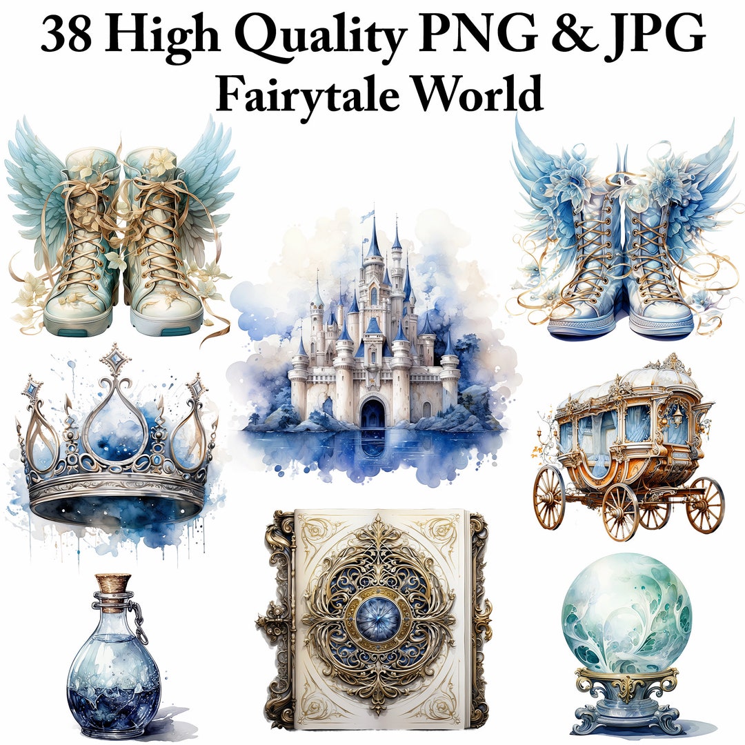Watercolor Fairytale Clipart Bundle: Magical Castle, Fantasy Art (PNG ...