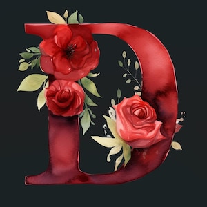 Red Rose Alphabet Clip Art Bundle PNG Sublimation Digital Crafting Junk ...