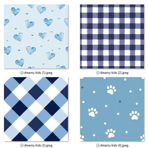 Blue Kids Pattern Digital Paper Pack: Scrapbooking & Crafts (commercial ...