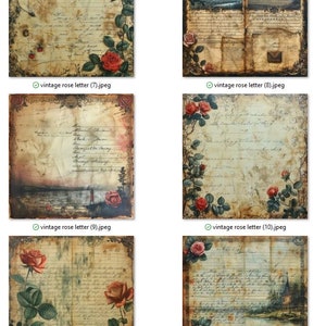 Printable Parisian Vintage Rose Letter Papers, Vintage Romantic Digital ...
