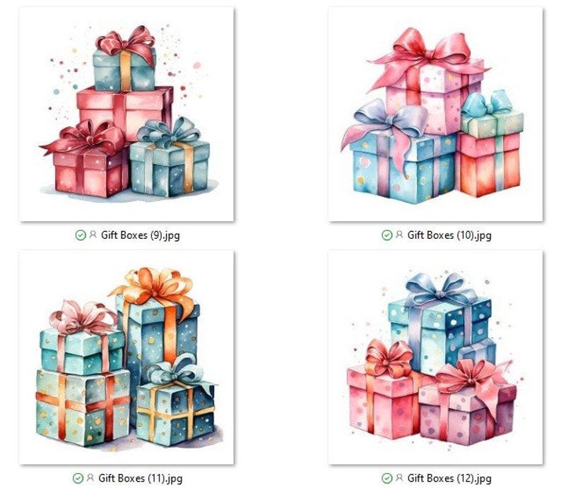 Watercolor Gift Boxes Clipart PNG Bundle Party Clipart - Etsy