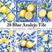 Lemon & Blue Azulejo Tile Digital Paper: Mediterranean Patterns ...