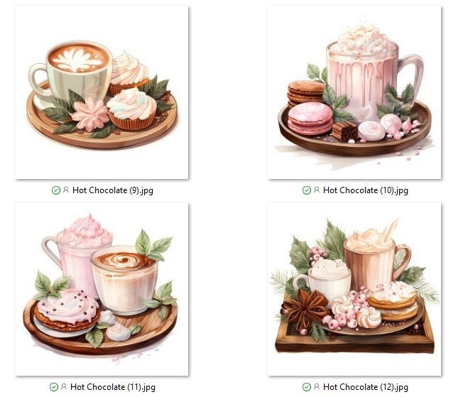 14 PNG Watercolor Winter Hot Chocolate Clipart Choco PNG - Etsy