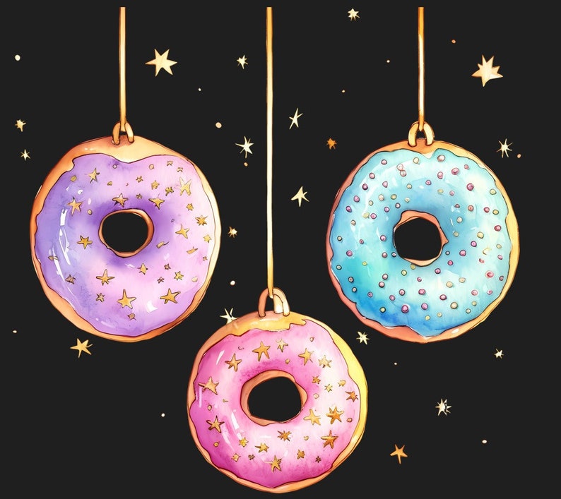 Watercolor Pastel Donuts Clipart: Twinkling Bakery Designs (PNG) - Etsy