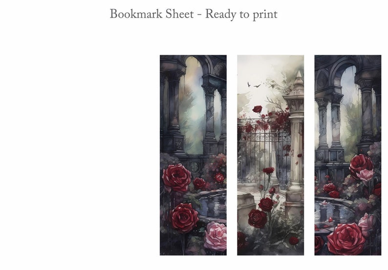 Gothic Rose Garden Printable Bookmarks: Dark Academia's Floral Elegance ...