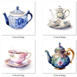 Watercolor English Teatime Clipart Bundle - Download PNG Files for ...