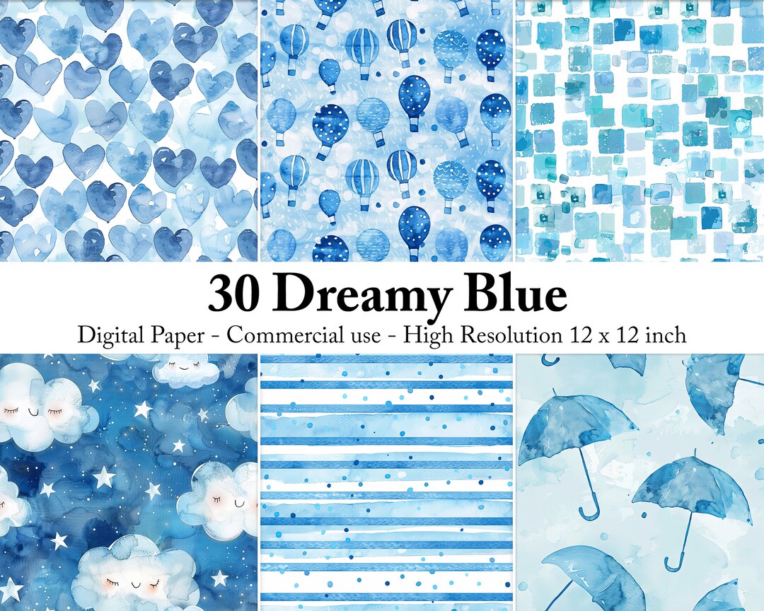 Printable Blue Newborn Paper Pack, Baby Nursery Ephemera, New Baby ...
