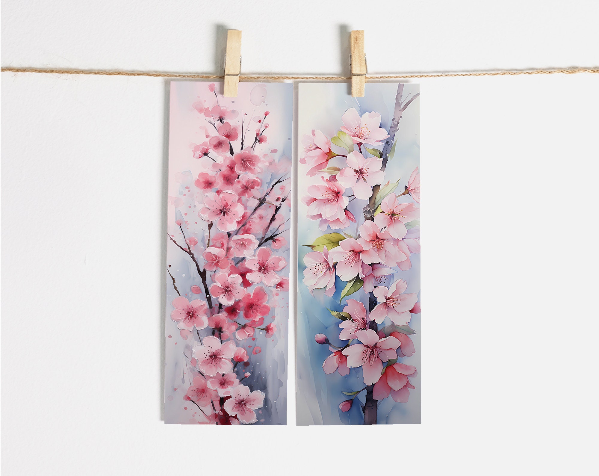 10 Watercolor Cherry Blossom Printable Bookmarks Digital Download JPG ...