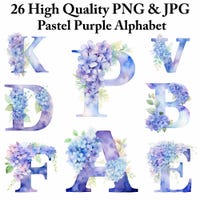 36 + PNG, Watercolor Spring Floral Alphabet Collection Clipart ...