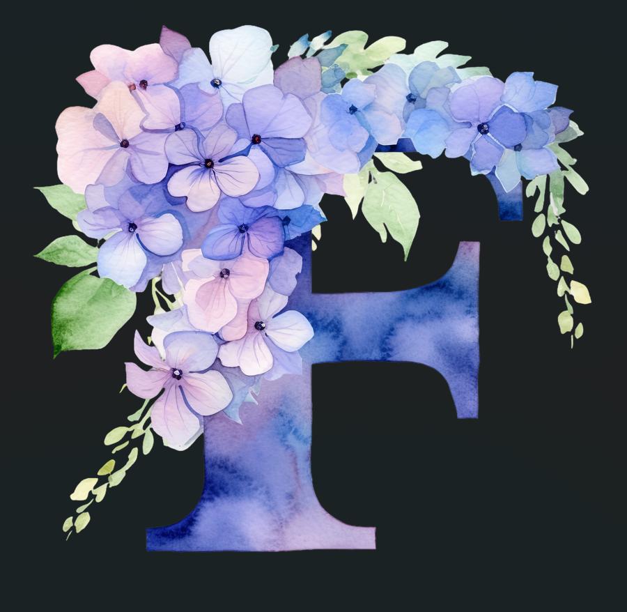 Pastel Purple Floral Alphabet Clipart: Watercolor Letters (digital ...