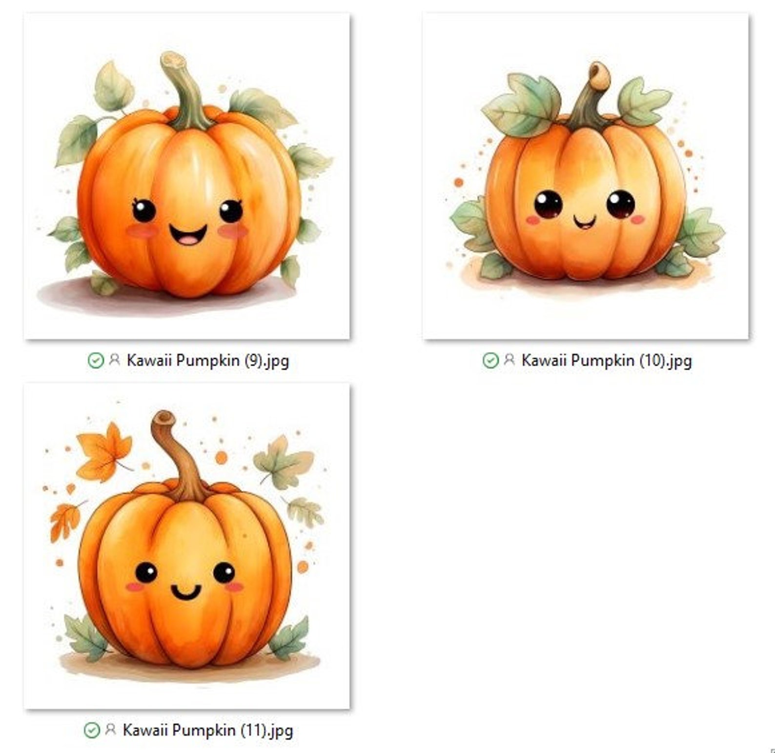 Watercolor Cute Kawaii Pumpkin Clipart Autumn Clip Art Pastel - Etsy