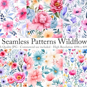 23 Watercolor Seamless Patterns Flowers Digital Paper Pack Elegant ...