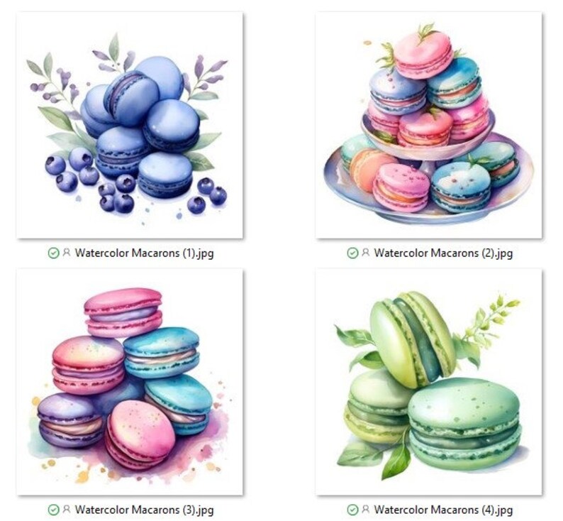 17 Watercolor Macaron Clipart JPEG PNG Bundle, Macaron Clip Art ...