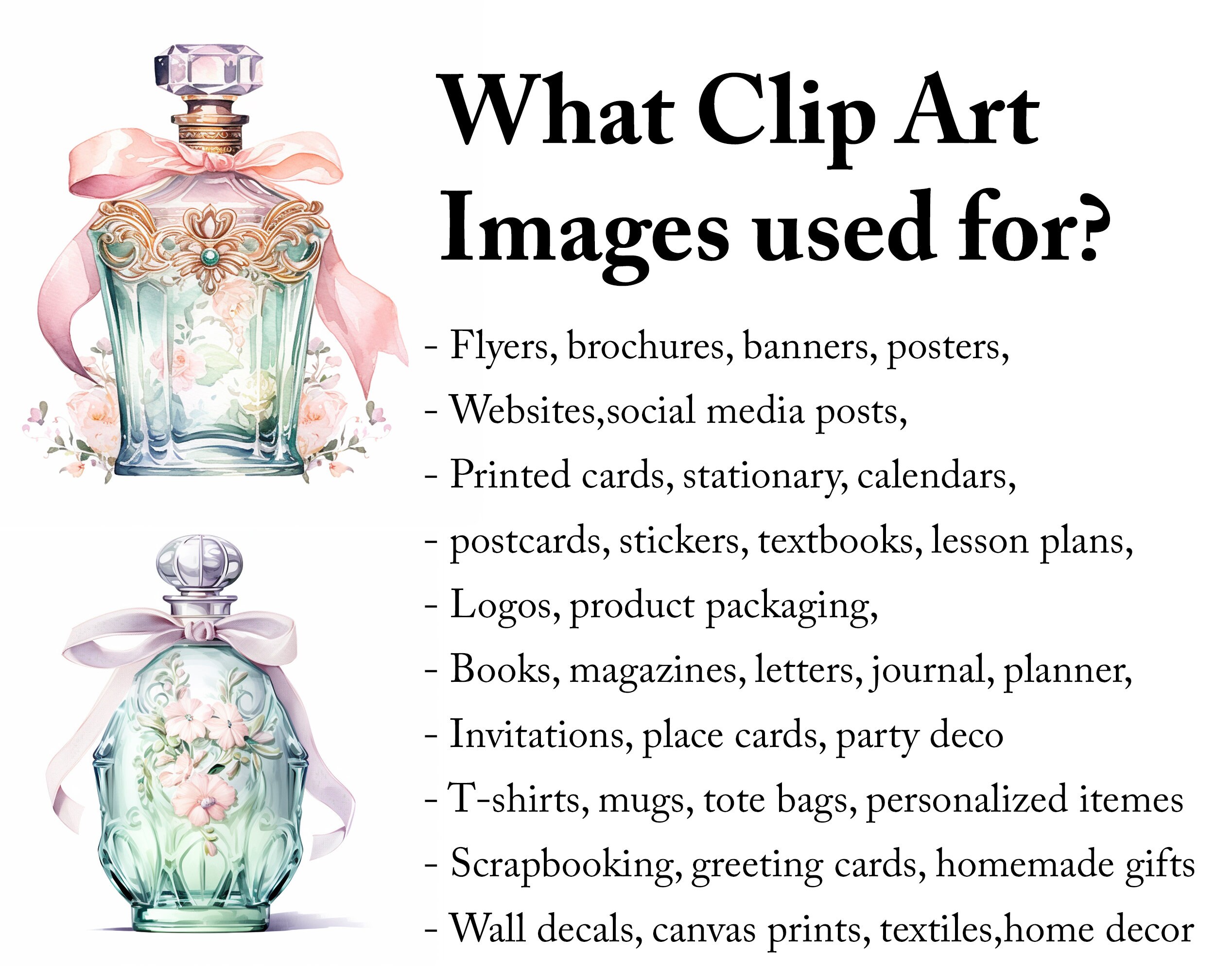 25 PNG Vintage Perfume Bottles Watercolor Clipart Cute Art - Etsy