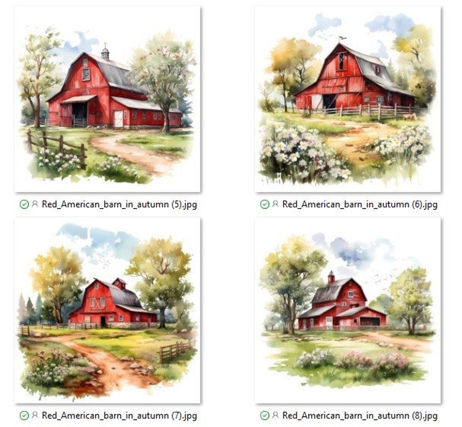 16 Red Farm Barn Watercolor Clipart Farmhouse Clipart Barn Bundle PNG ...