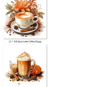 Fall Watercolor Coffee Clipart: Pumpkin Spice Latte, Autumn Drinks PNG ...