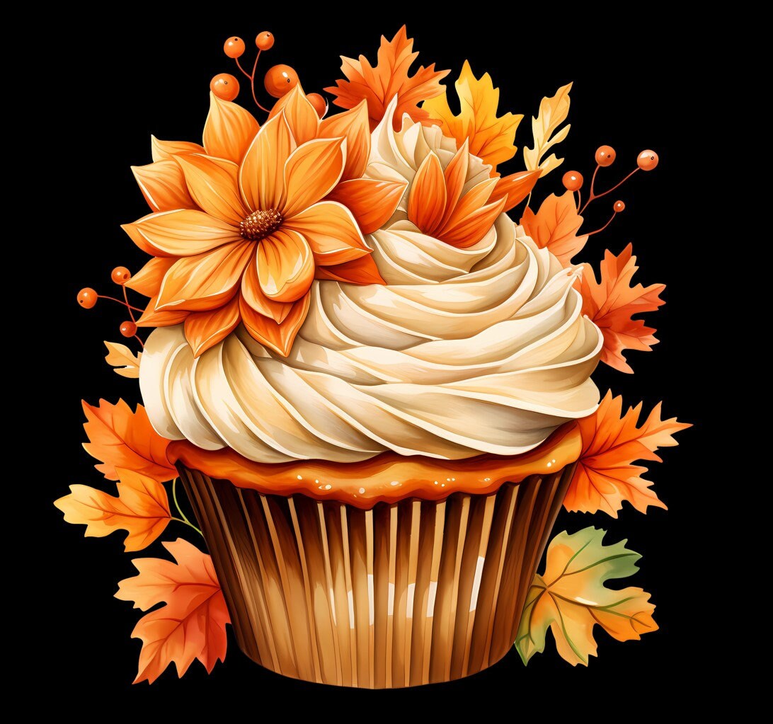17 Autumn Cupcake Clipart PNG Bundle Autumn Clip Art Fall Clipart ...