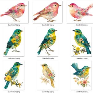 Watercolor Floral Bird Clipart Bundle: Spring Ephemera (PNG JPG Digital ...