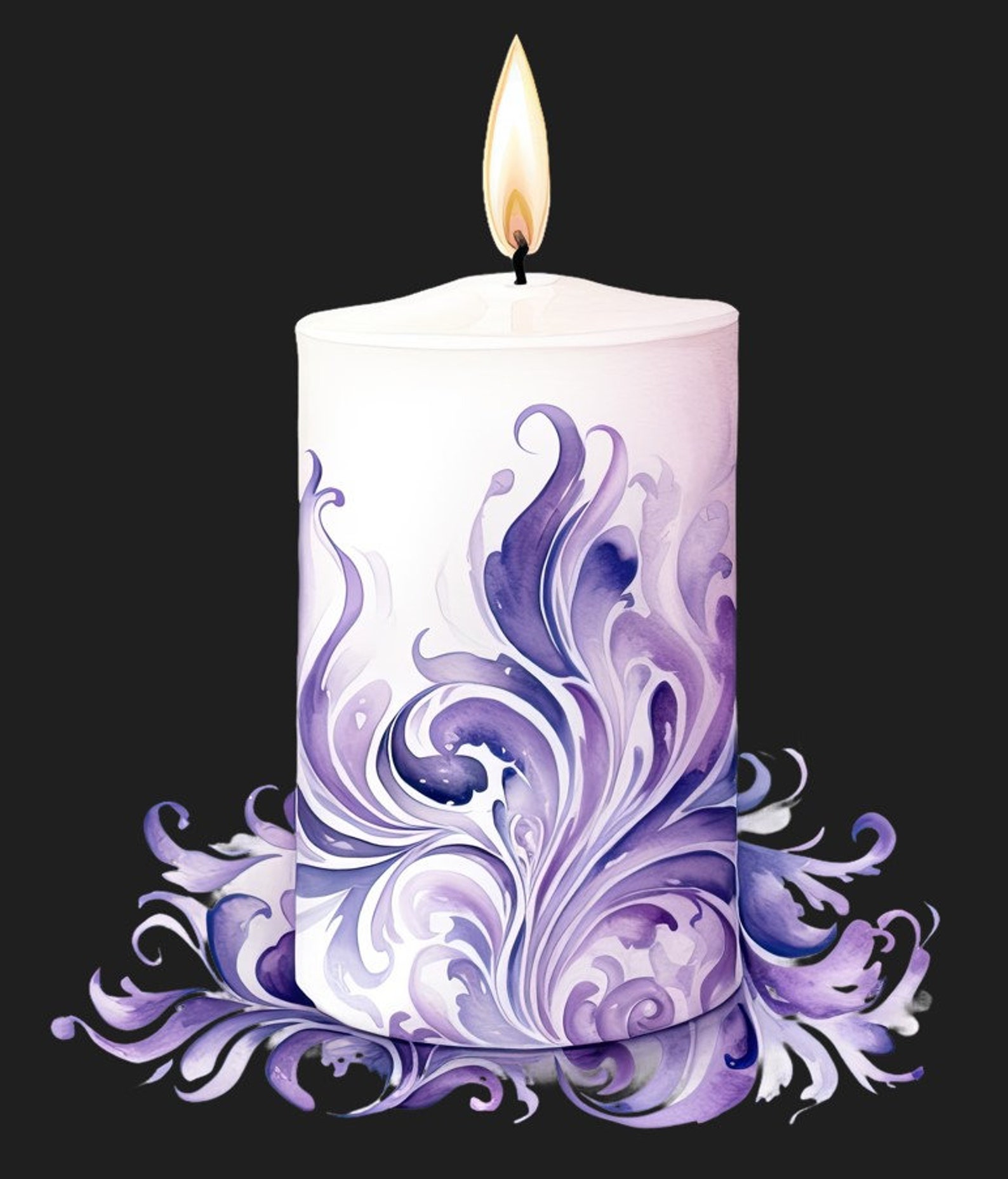 21 Enchanted Candle Watercolor Clipart Collection: Illuminating ...