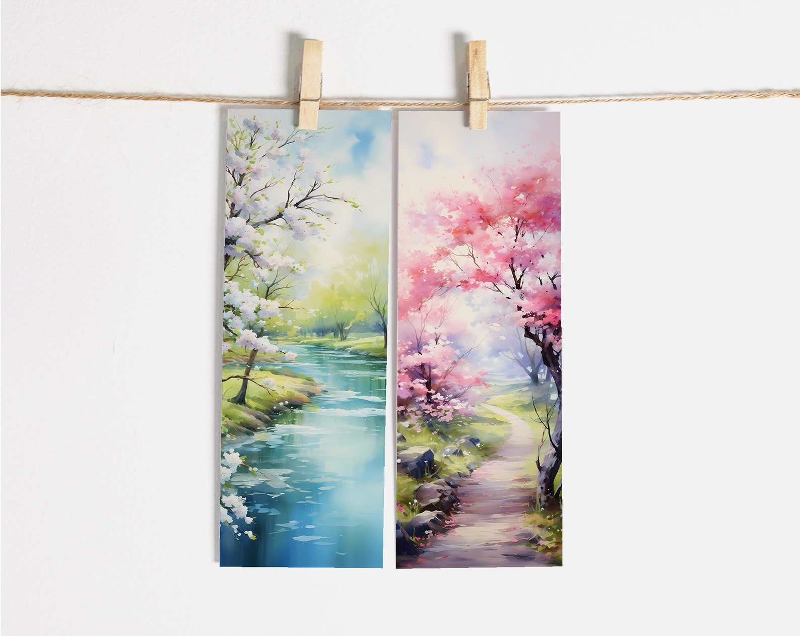 10 Watercolor Spring Landscape Printable Bookmarks Digital Download JPG ...