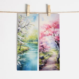 10 Watercolor Spring Landscape Printable Bookmarks Digital Download JPG ...