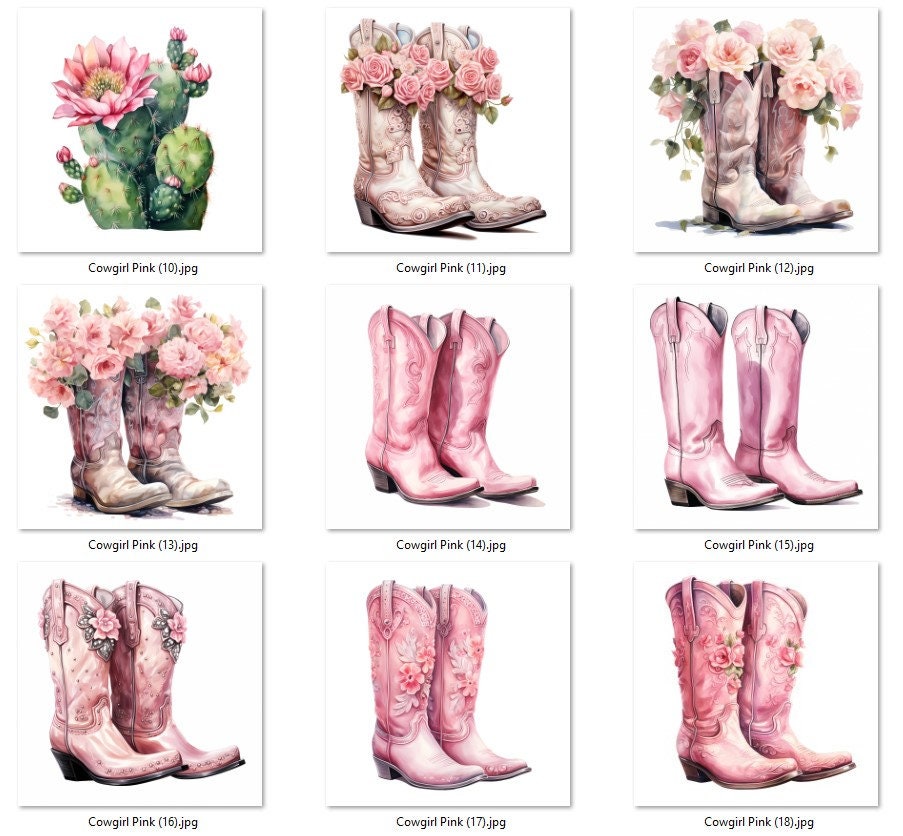 Pink Cowgirl Clipart Bundle: Watercolor Western Graphics (PNG, JPG) - Etsy