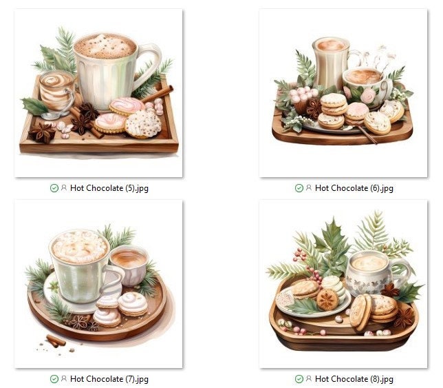 14 PNG Watercolor Winter Hot Chocolate Clipart Choco PNG - Etsy