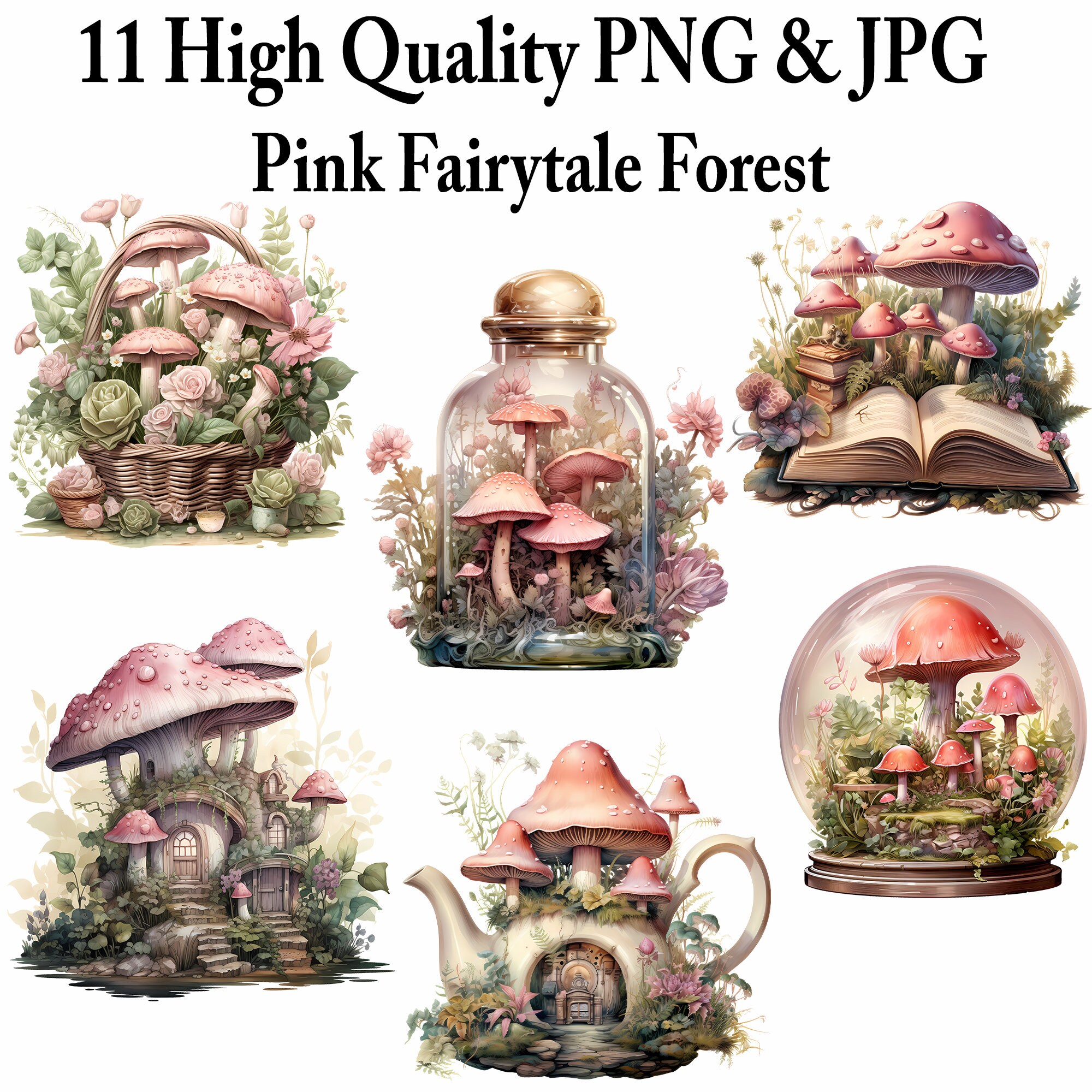 11 PNG Watercolour Pink Wonderland Clipart Enchanted Forest - Etsy