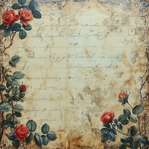 Printable Parisian Vintage Rose Letter Papers, Vintage Romantic Digital ...