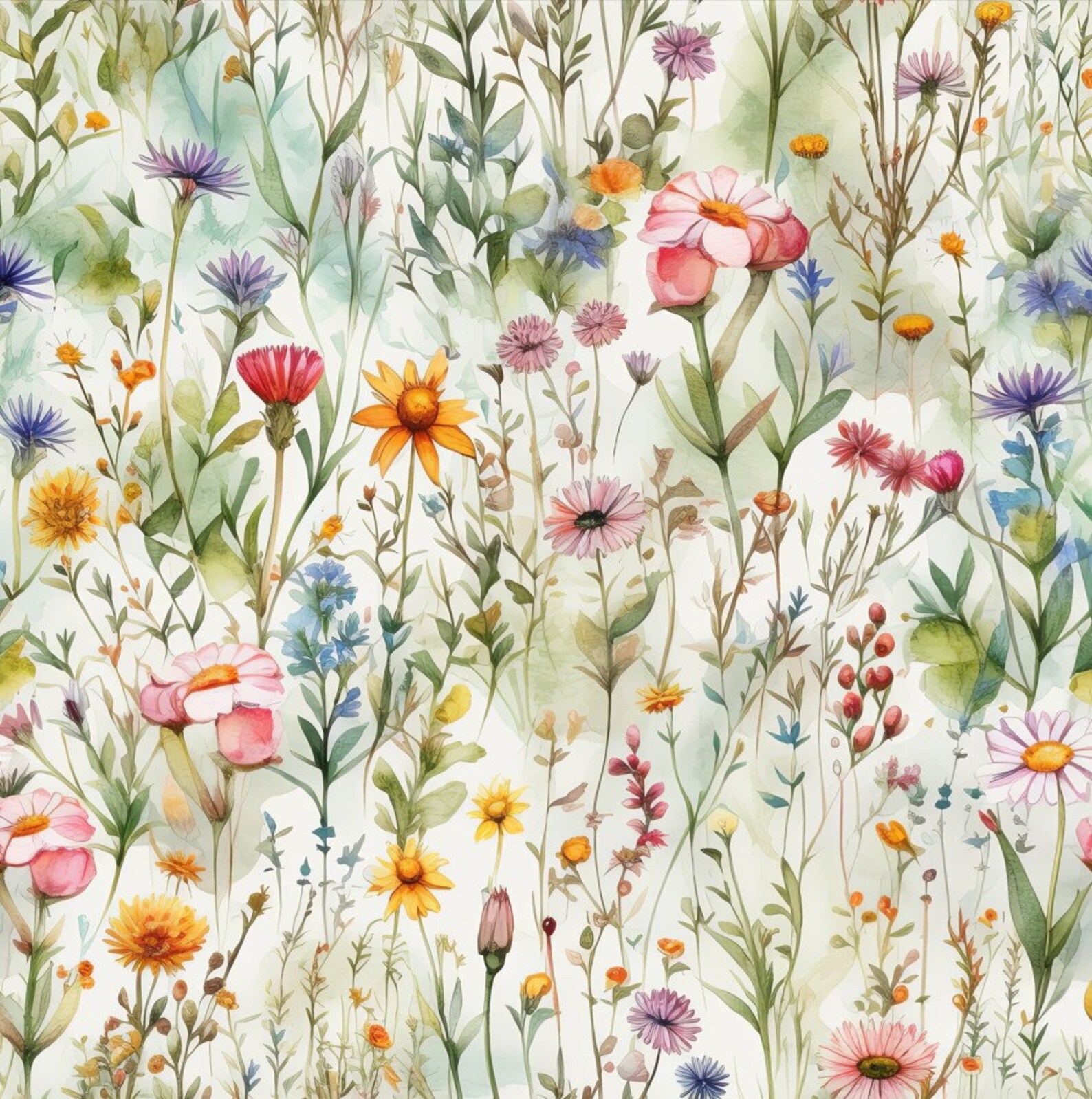 Wildflower Meadow Digital Paper Set Floral Designs, Seamless Floral ...