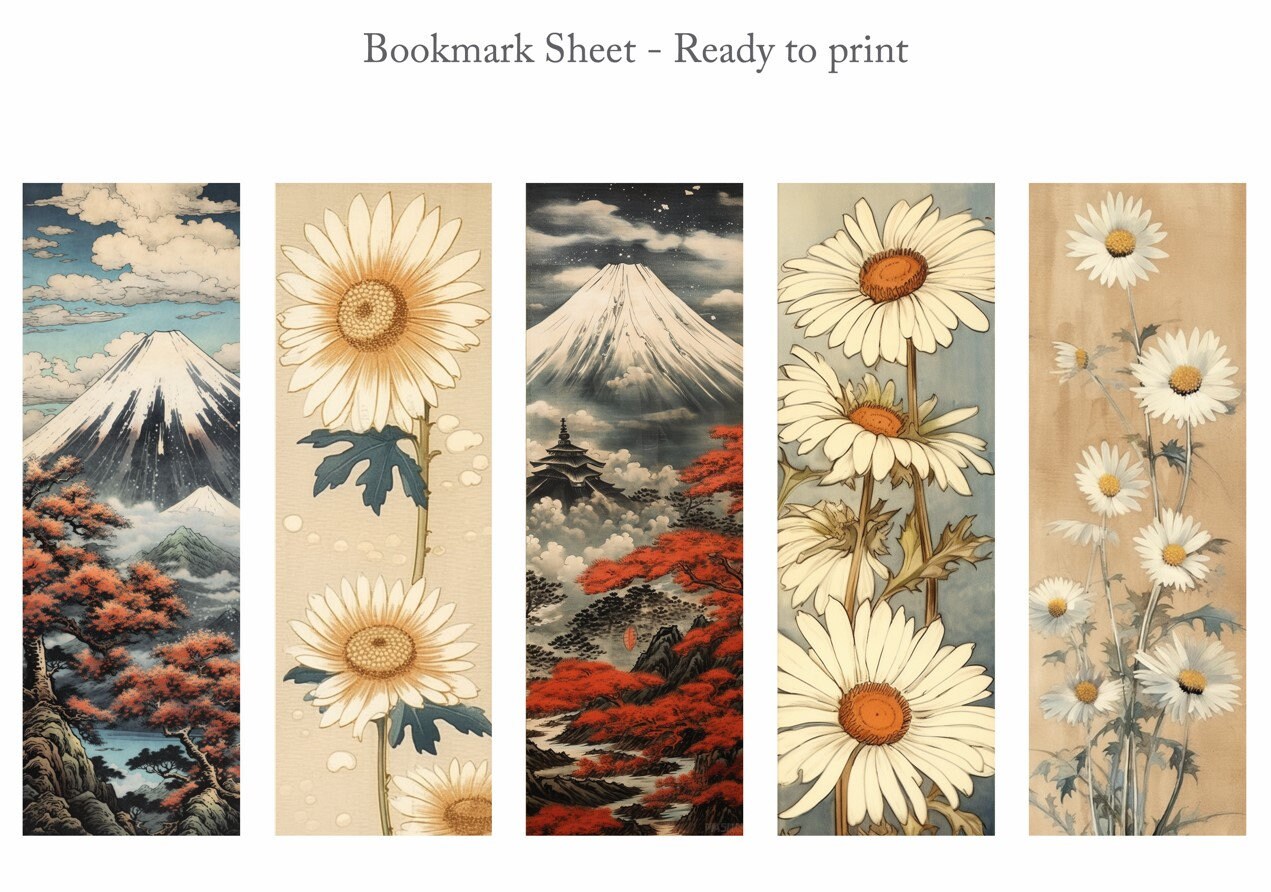 Japanese Mix Art Printable Bookmark: Hokusai Digital Download, Book ...
