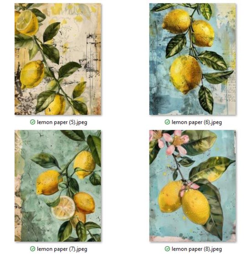 Vintage Lemon Digital Paper: Citrus Scrapbook Collage (digital Download ...