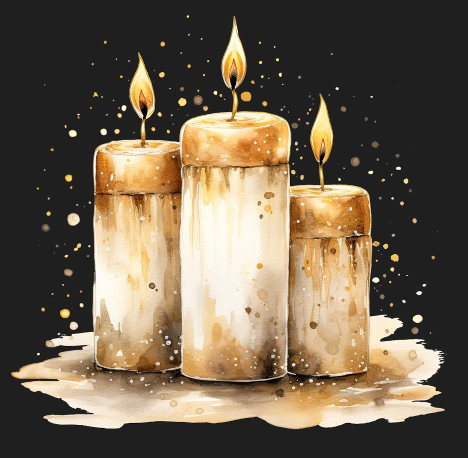 21 Enchanted Candle Watercolor Clipart Collection: Illuminating ...