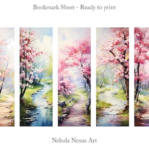 10 Watercolor Spring Landscape Printable Bookmarks Digital Download JPG ...
