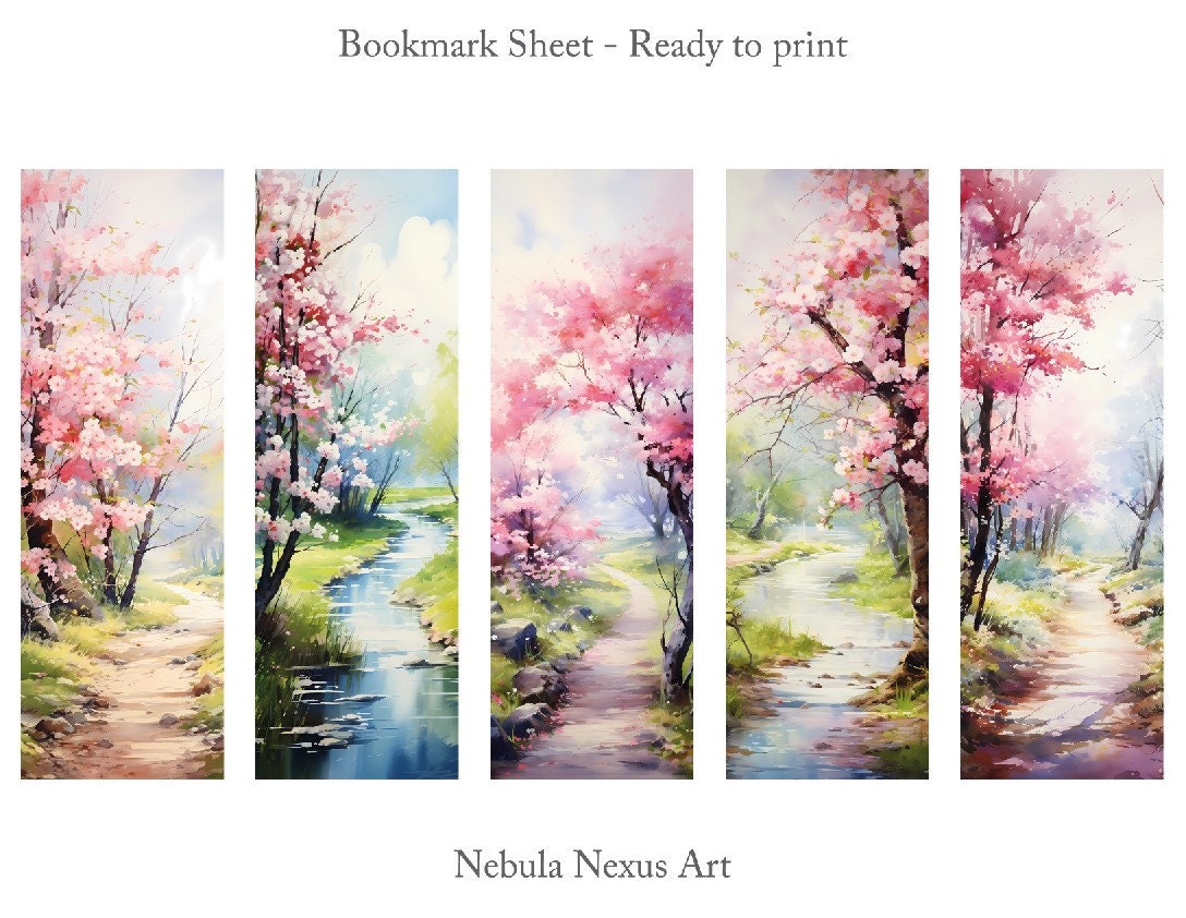 10 Watercolor Spring Landscape Printable Bookmarks Digital - Etsy