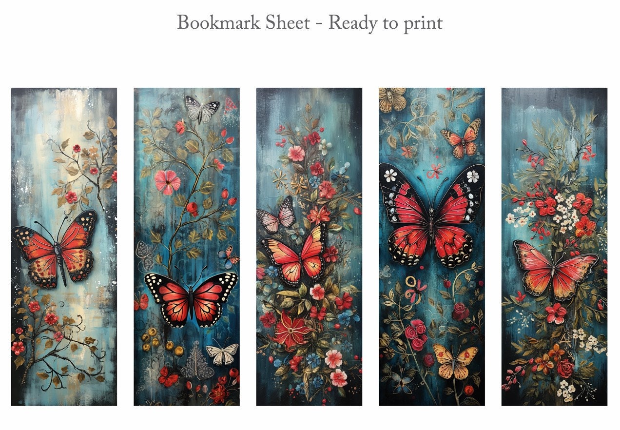 Watercolor Butterfly Printable Bookmarks Digital Download JPG Bookmark ...