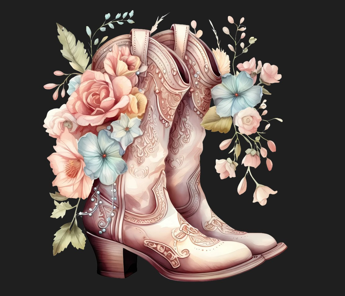 36 Country Boho Cowgirl Clipart Bundle: Watercolor Floral Western PNG ...