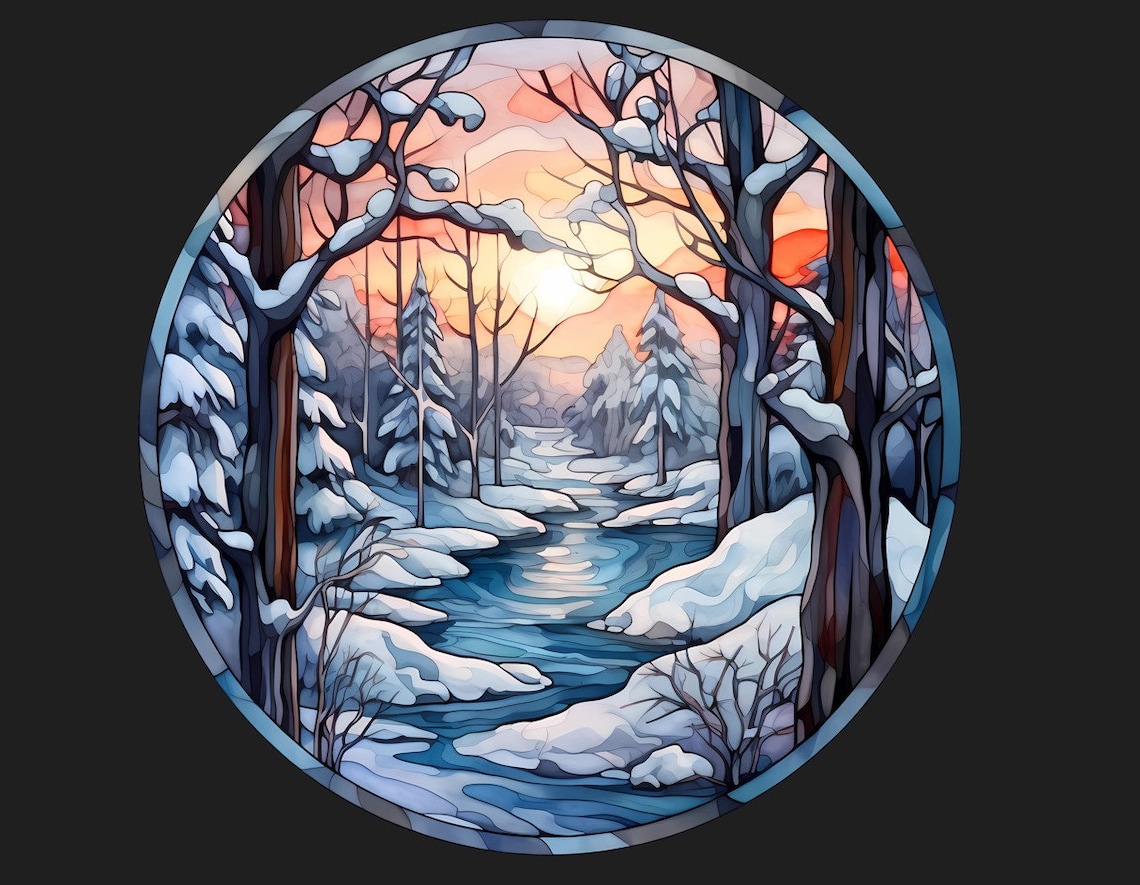 28 PNG Winter Clipart Snow Stained Glass Bundle Winter Clip Art Snow ...