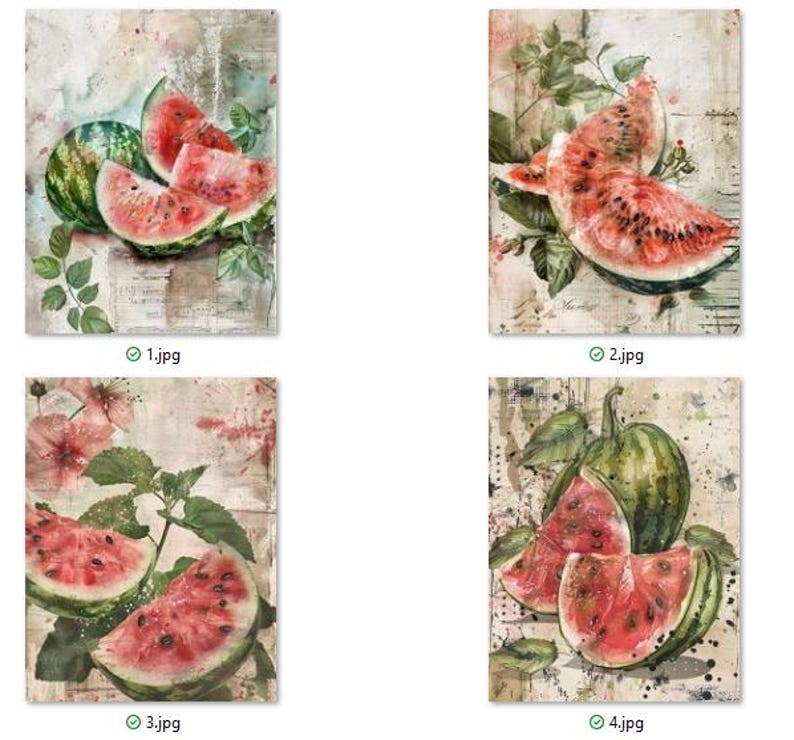 Rustic Watermelon Printable Paper Pack: Junk Journal Ephemera (digital ...