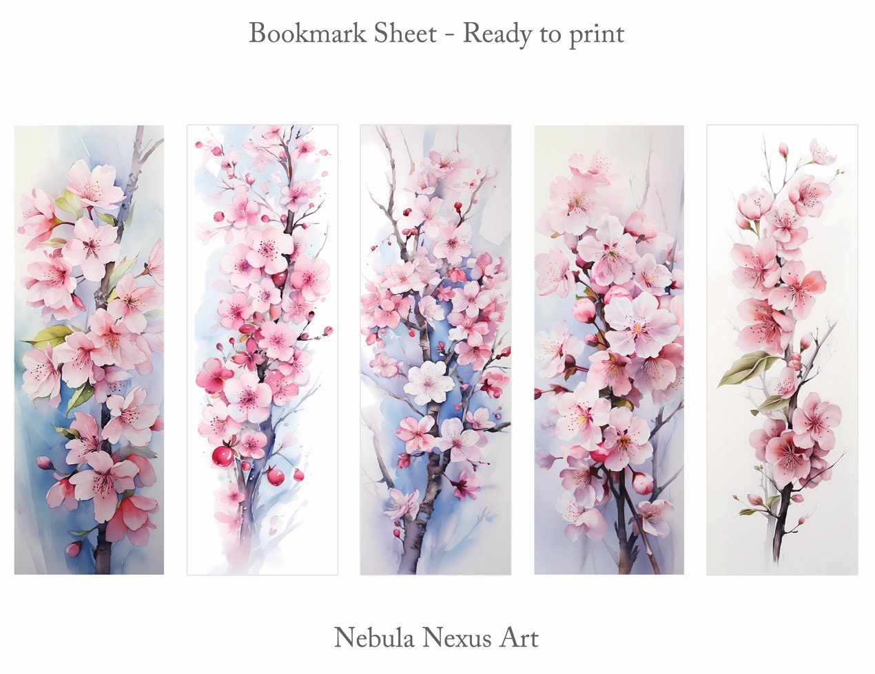 10 Watercolor Cherry Blossom Printable Bookmarks Digital - Etsy