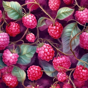 Raspberry Pattern Digital Paper | Fruit Pattern Digital Papers ...