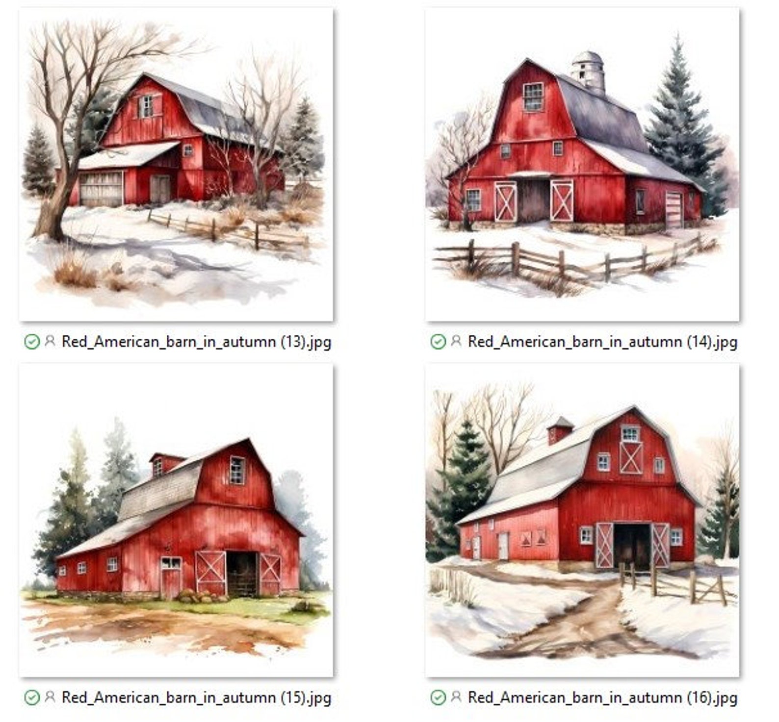16 Red Farm Barn Watercolor Clipart Farmhouse Clipart Barn Bundle PNG ...