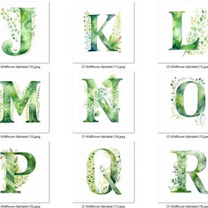 Watercolor Wildflower Alphabet Clipart: Floral Letters A-Z (PNG & JPG ...