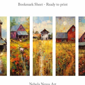 20 Rustic Farmhouse Bookmark Set - Countryside Scenery Art Printable ...