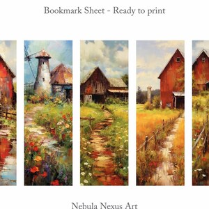 20 Rustic Farmhouse Bookmark Set - Countryside Scenery Art Printable ...