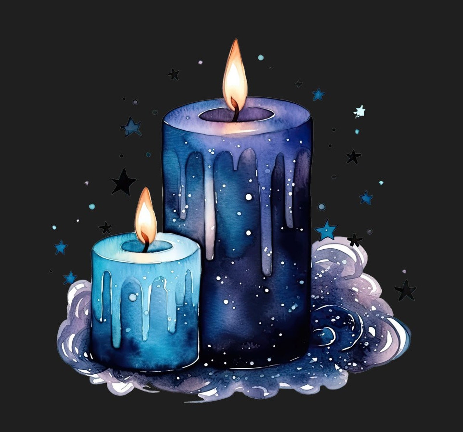 21 Enchanted Candle Watercolor Clipart Collection: Illuminating ...
