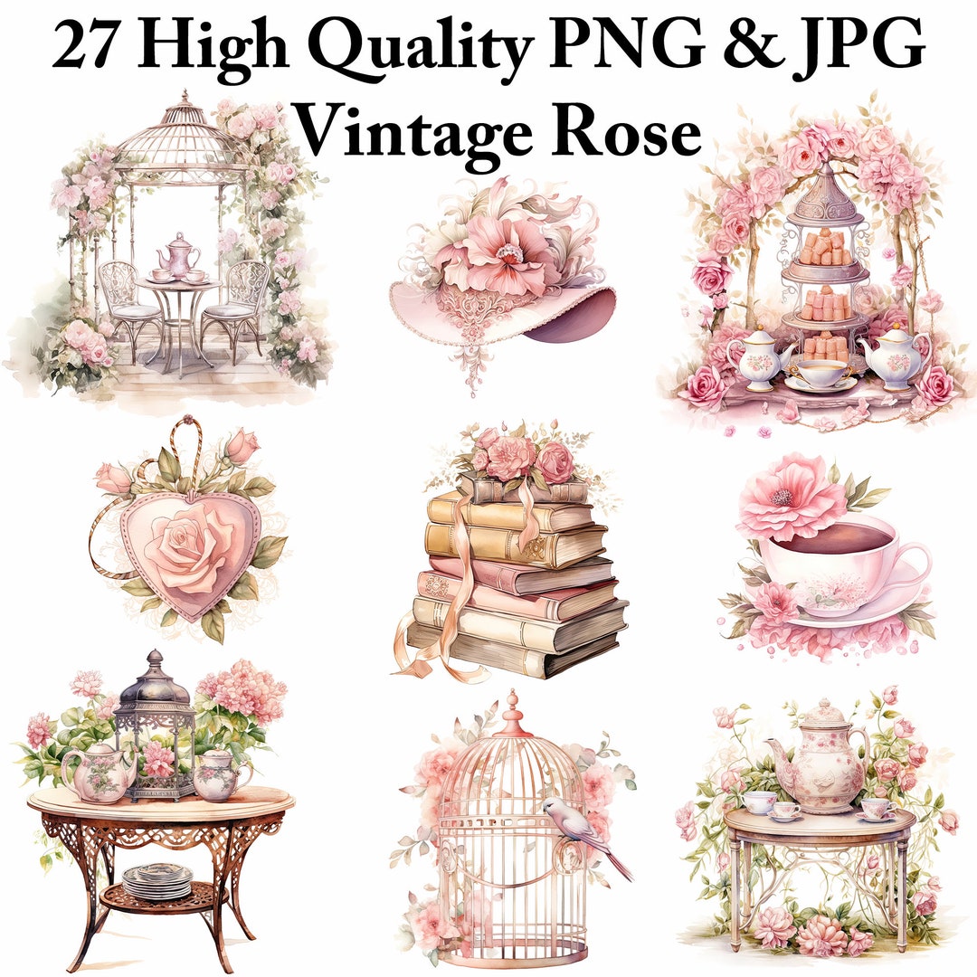 27 Elegant Victorian Rose Vintage Watercolor Clipart Victorian Flowers ...