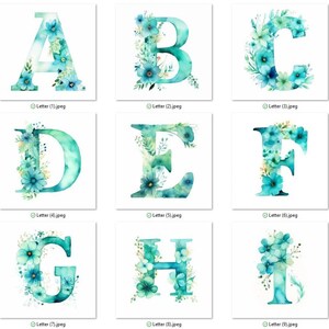 Aqua Floral Alphabet - Floral Spring Letters Clipart Set for ...